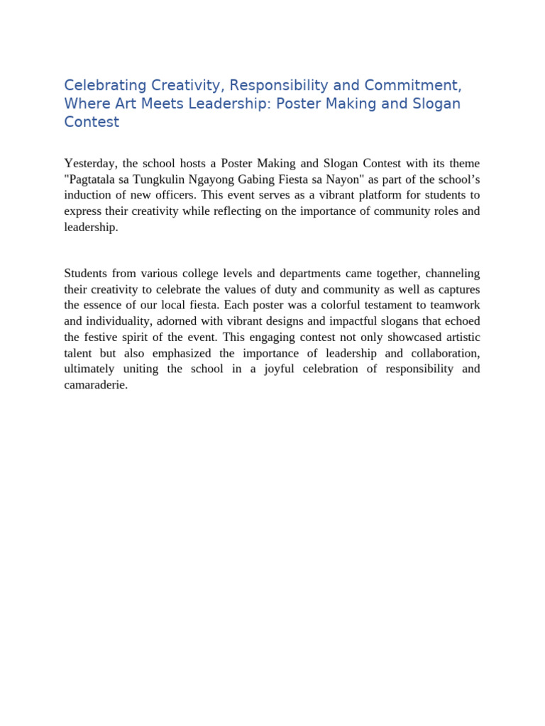 Poster Contest Celebrates Leadership & Community | PDF