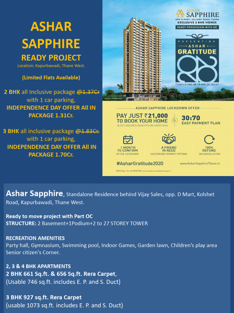 ASHAR SAPPHIRE Actual Pictures with details | PDF | Apartment