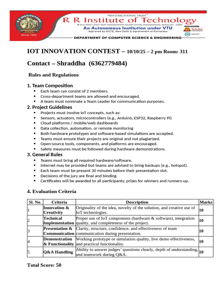 IoT Innovation Contest Rules & Guidelines | PDF | Internet Of Things ...