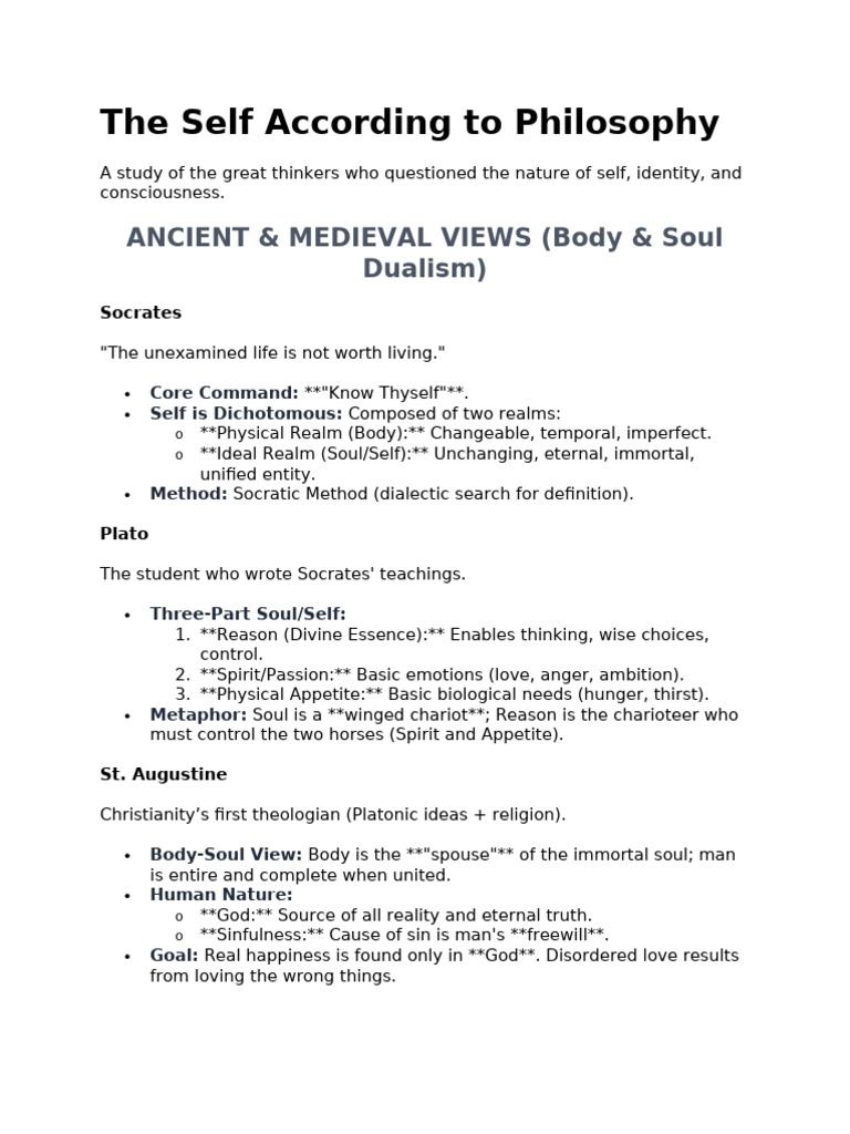 2 Self in Philosophy | PDF | Soul | Philosophy Of Self