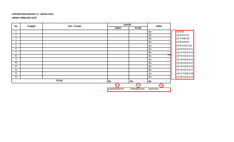 Contoh Pembukuan Sederhana Microsoft Excel | PDF