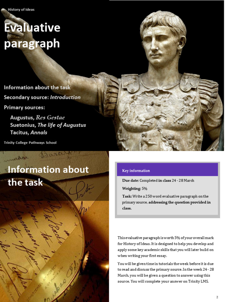 Evaluative Paragraph on Augustus' Sources | PDF | Augustus | The Twelve ...