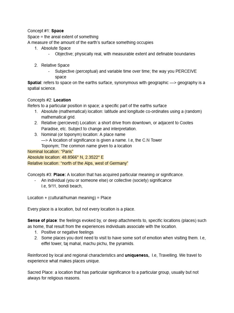 Understanding Space, Location, and Place | PDF | Longitude | Latitude