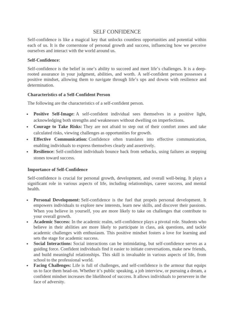 Self Confidence | PDF | Mindset | Cognition