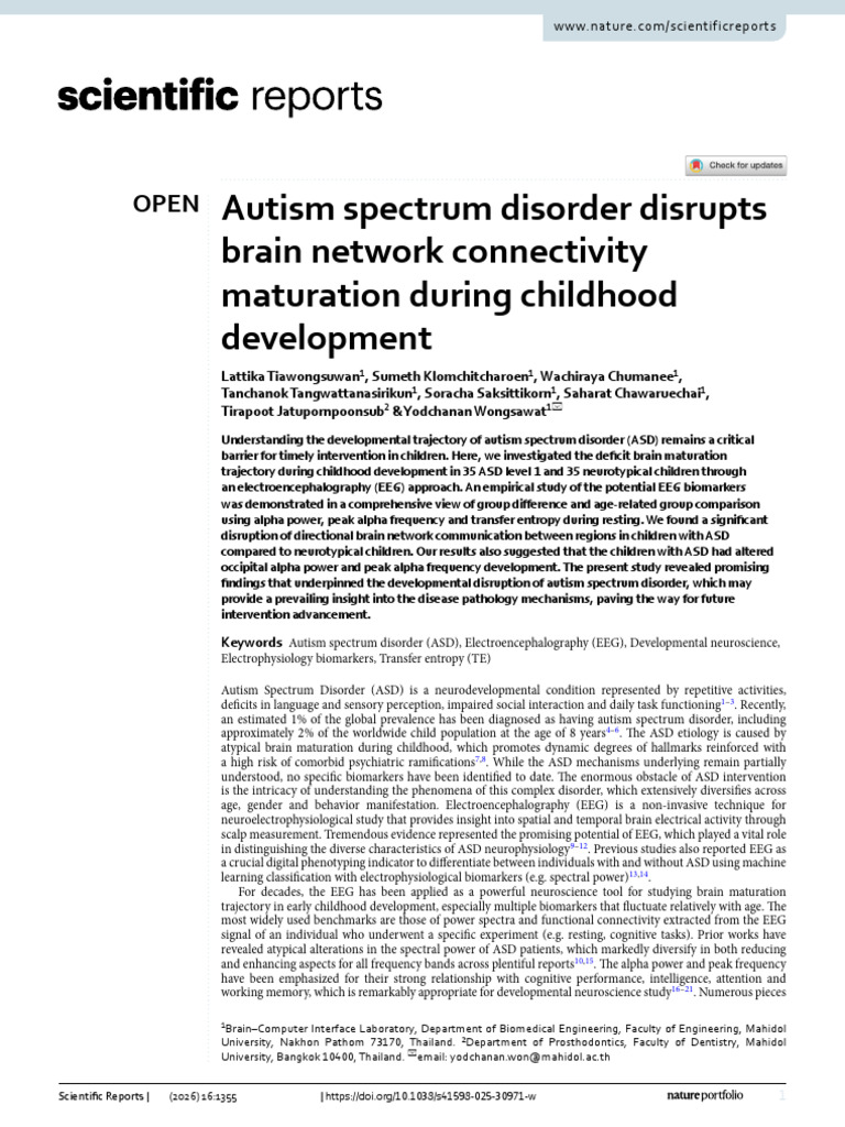 ASD Disrupts Childhood Brain Maturation | PDF | Electroencephalography ...