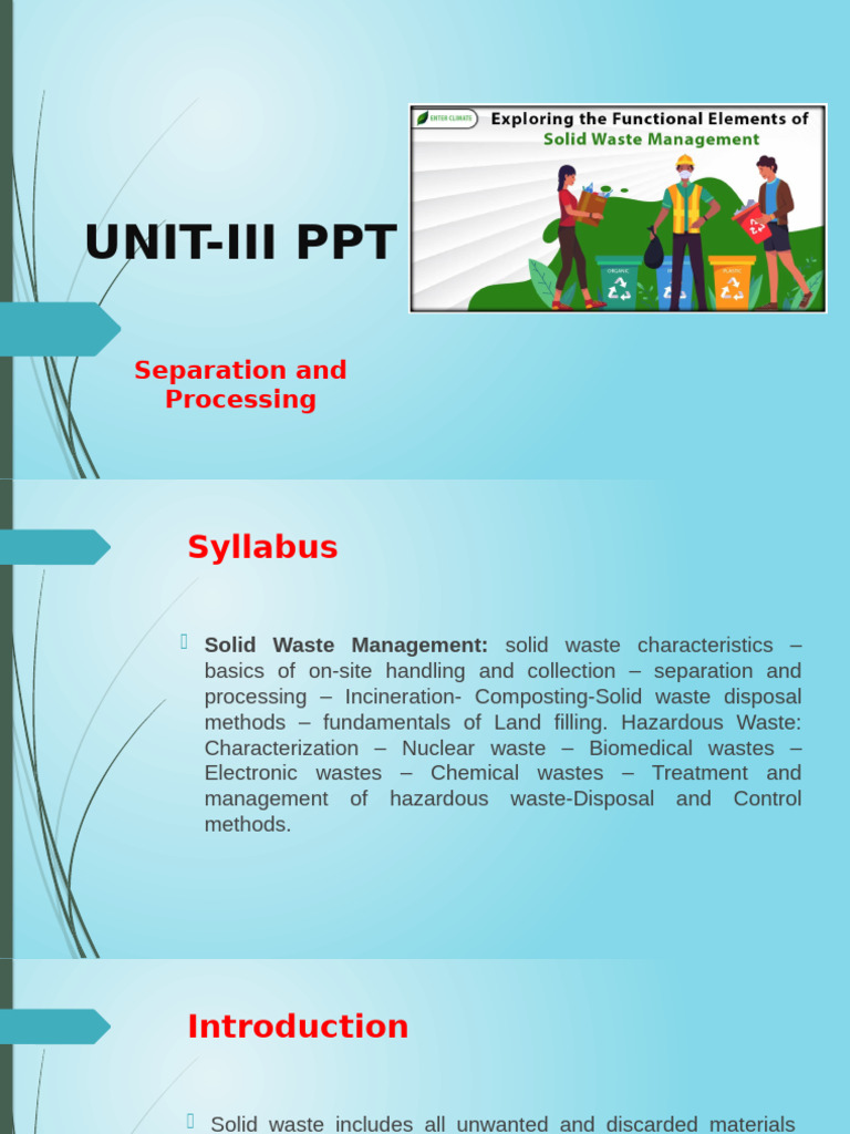 Solid Waste Separation & Processing Guide | PDF | Waste | Waste Management