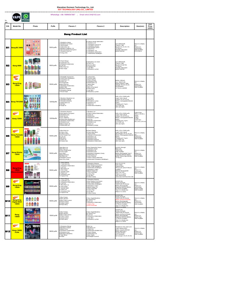 Brand VAPE Quotation Sheet New 2026.1.5 PDF版本 | PDF | Berry | Fruit