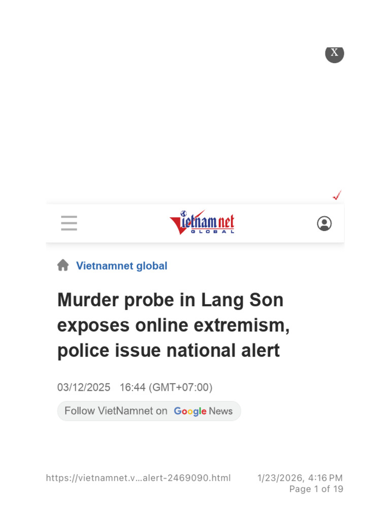 Lang Son Murder Case Sparks National Alert | PDF | Police