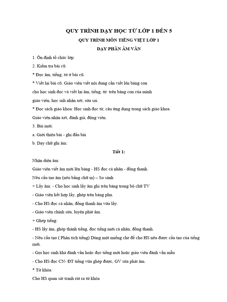 Quy Trinh Day Hoc Cap Tieu Hoc | PDF
