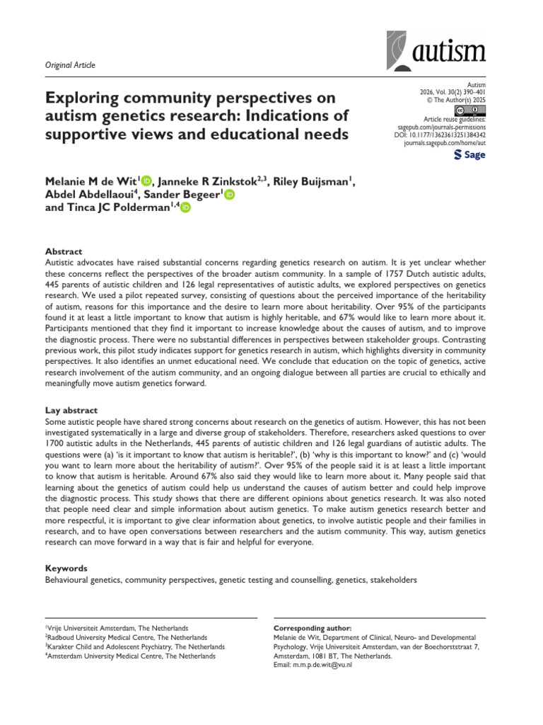 Community Views on Autism Genetics Research | PDF | Autism ...