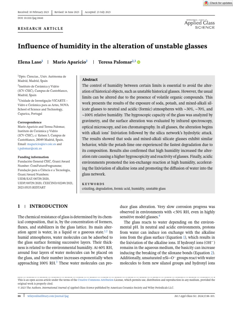 Humidity Effects on Unstable Glasses | PDF | Chemical Compounds | Chemistry