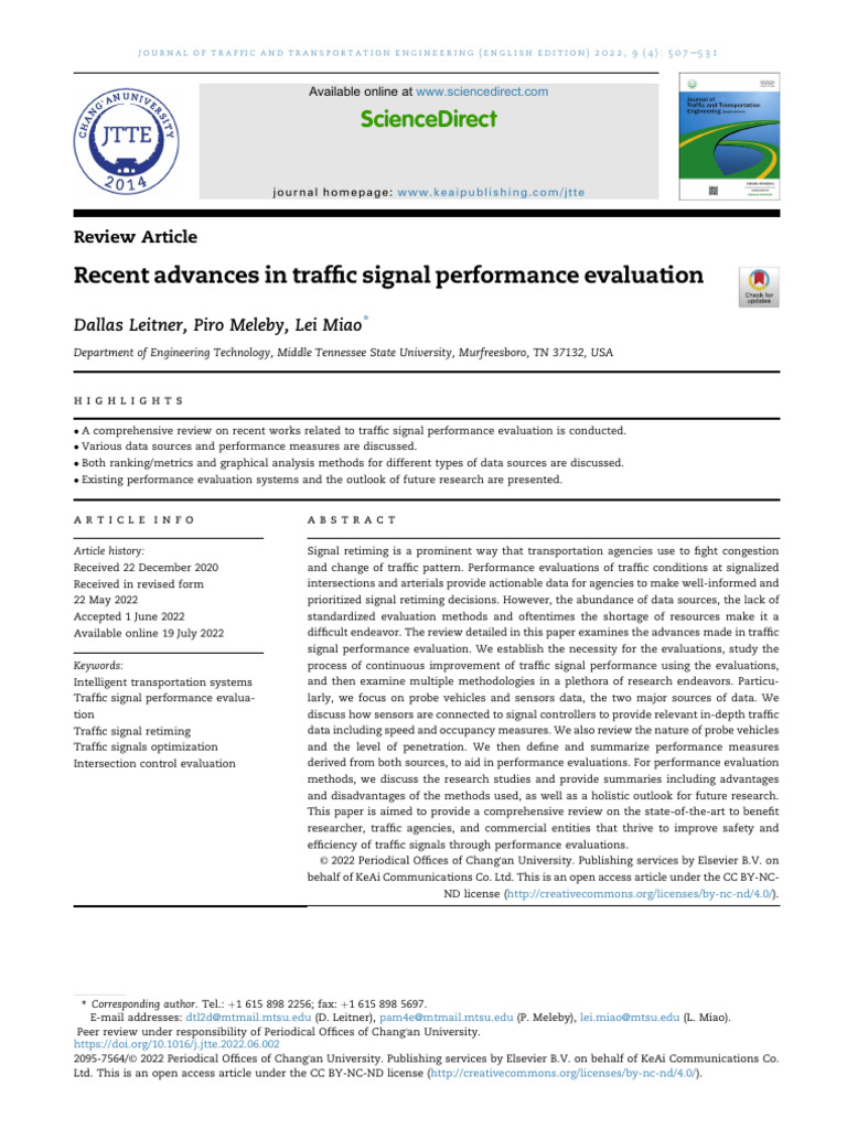 Traffic Signal Performance Evaluation Review | PDF | Traffic Congestion ...