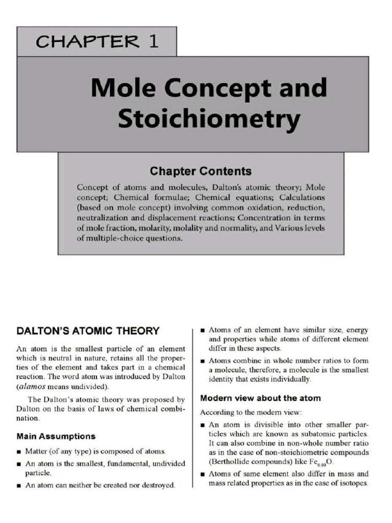 Mole Concept and Stoichiometry | PDF