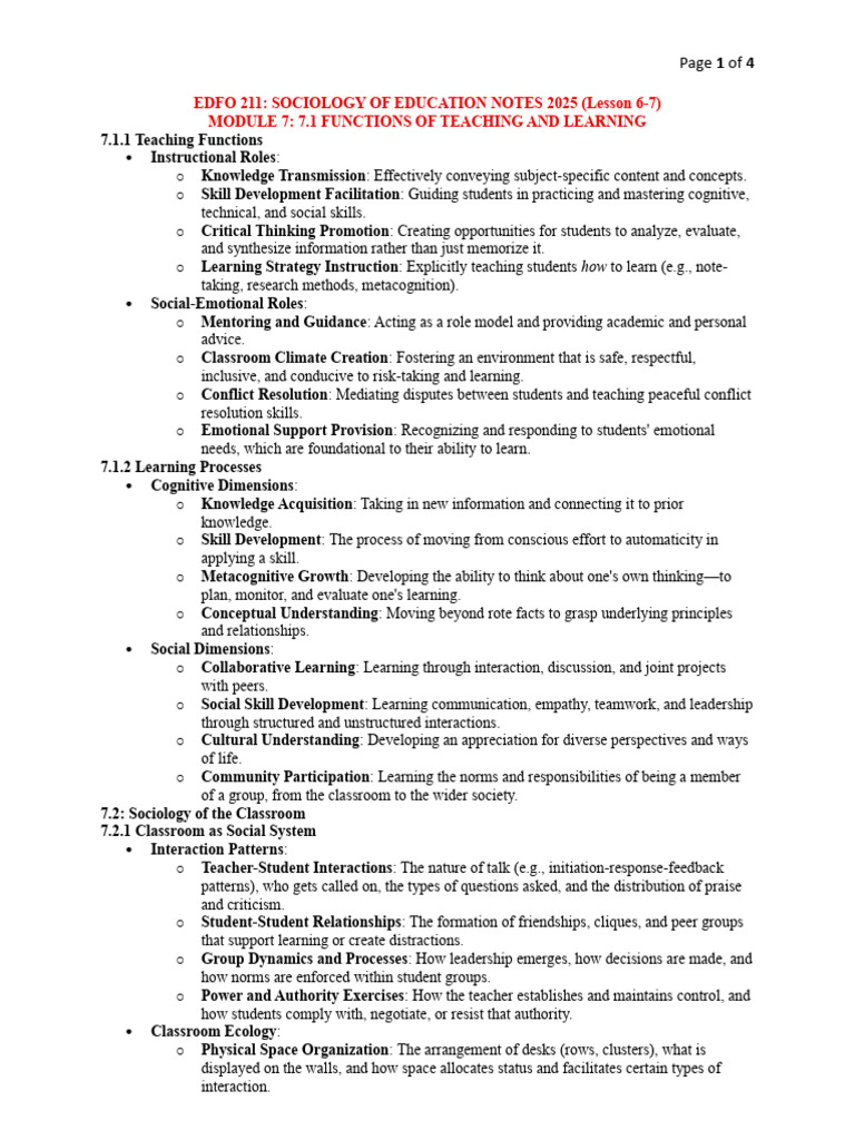 Functions of Teaching and Learning in Education | PDF | Deviance ...
