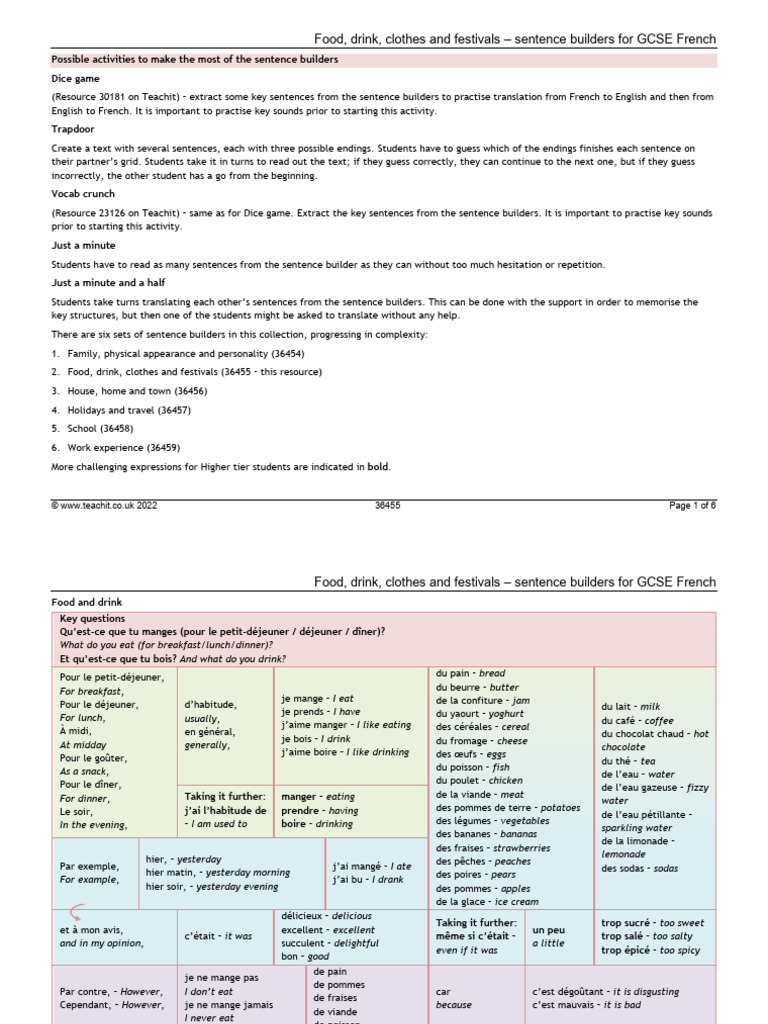 Festivals Sentence Builders Teachit 36455 | PDF