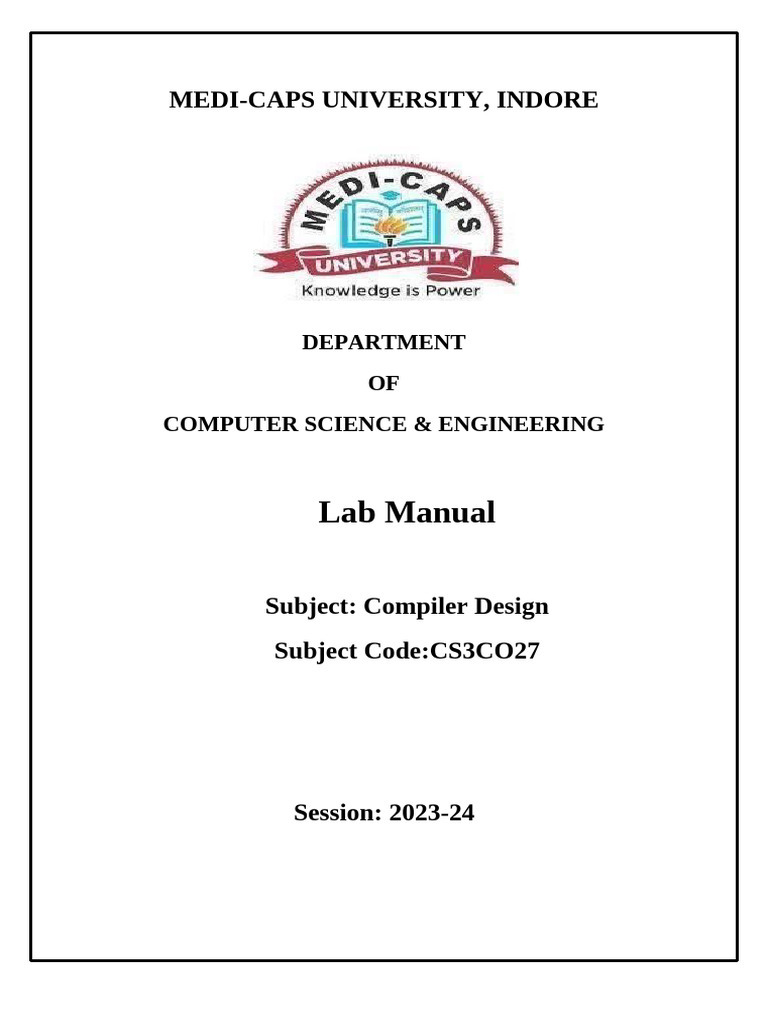 Compiler Design Lab Manual 6th Sem CS3CO27 | PDF | Parsing | Grammar