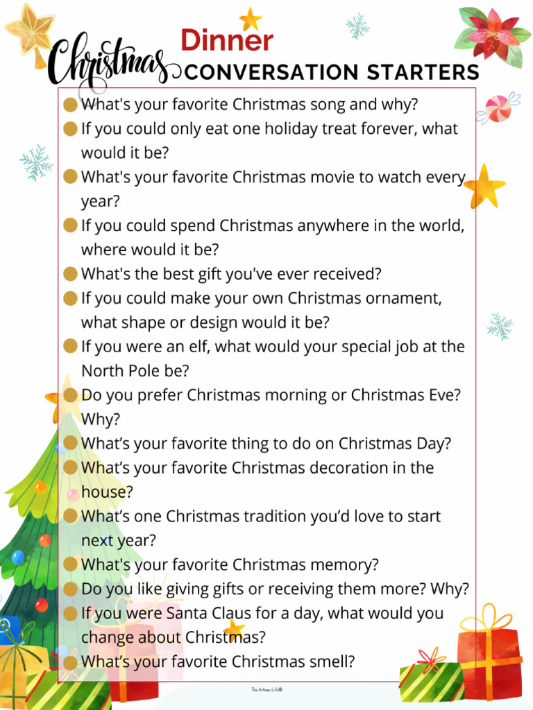 Christmas Dinner Conversation Starters | PDF