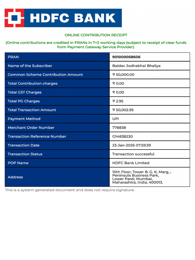 Nps Payment 2025 26 | PDF
