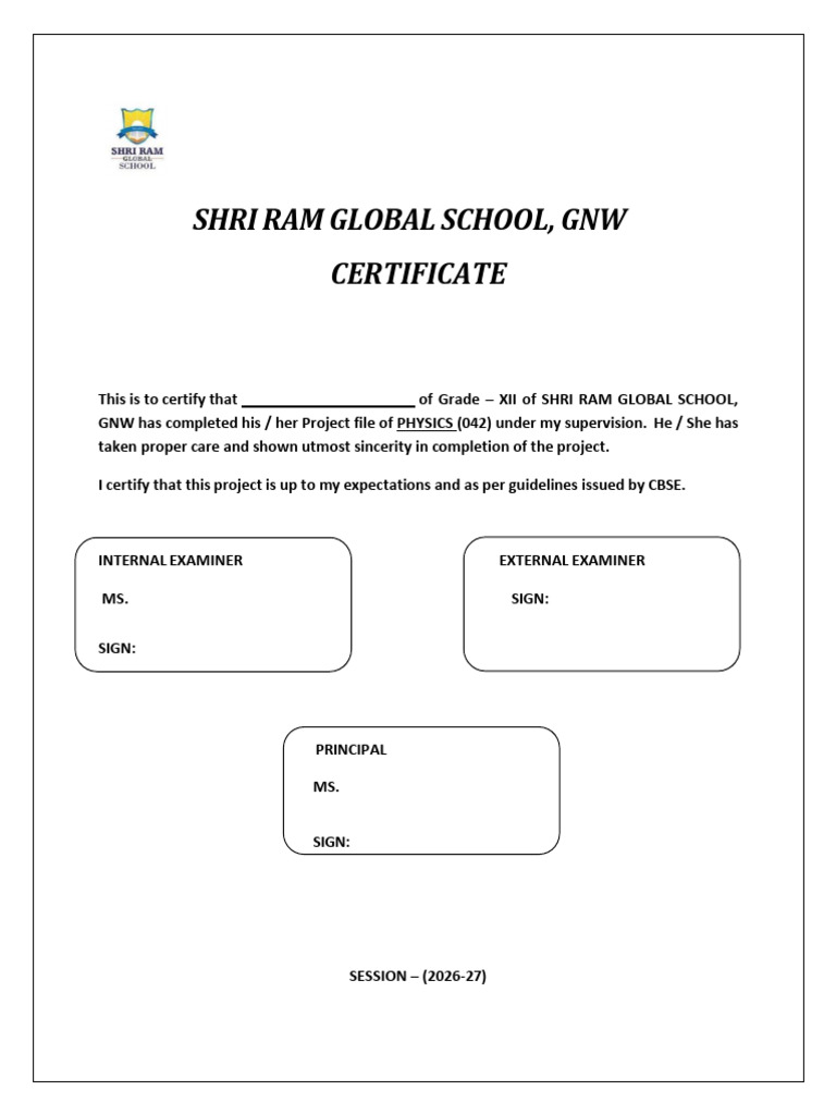 Srgs Physics Certificate Project File. | PDF
