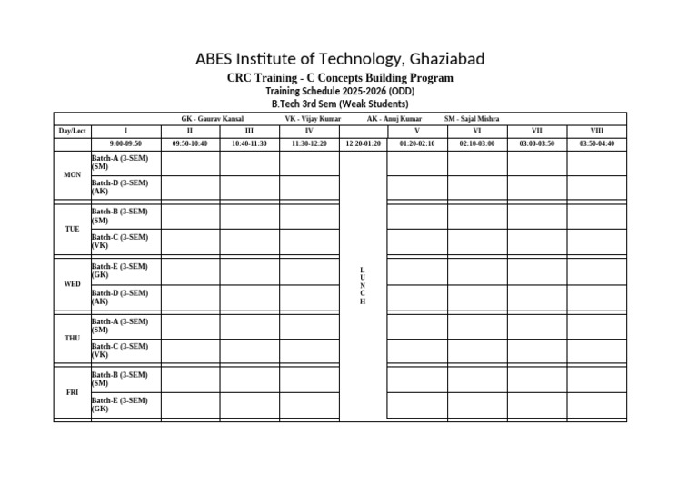 3rd Sem Time Table | PDF
