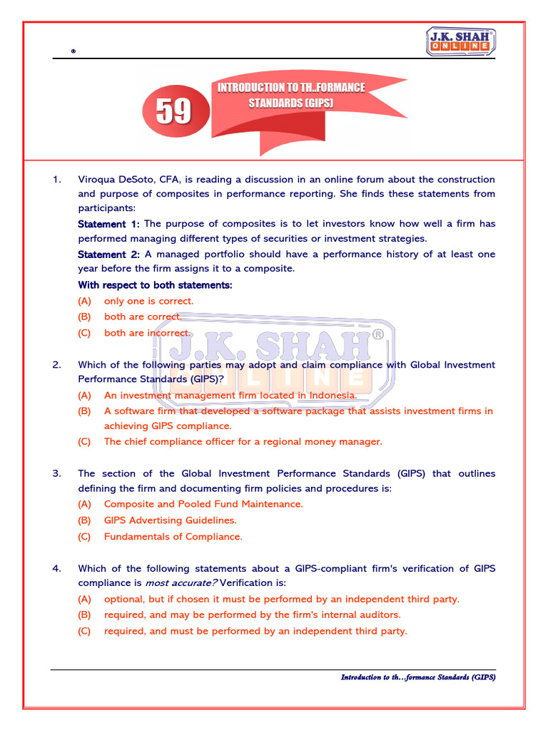 GIPS Compliance and Performance Standards Guide | PDF | Investment ...