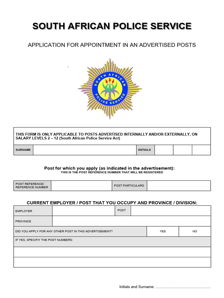 SAPS Application Form Level 2-12-2025 | PDF | Criminal Record ...