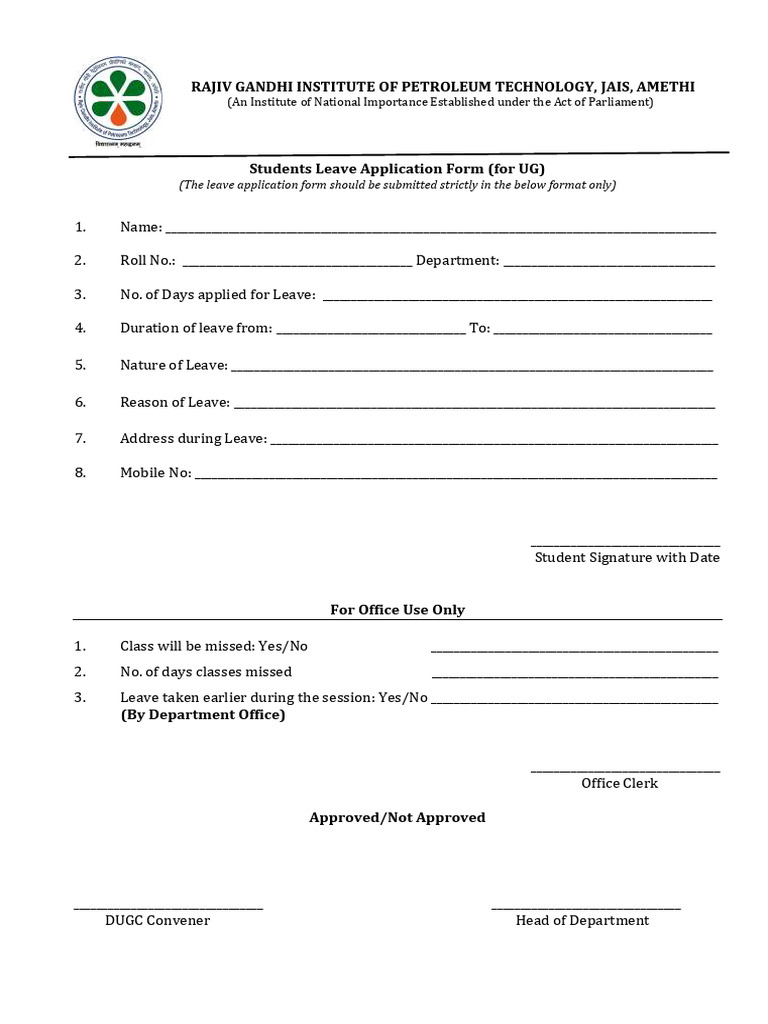 Students Leave Application Form UG | PDF