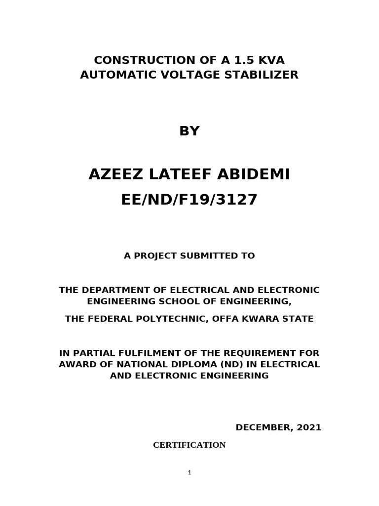 Azeez Lateef Abidemi | PDF | Transformer | Amplifier