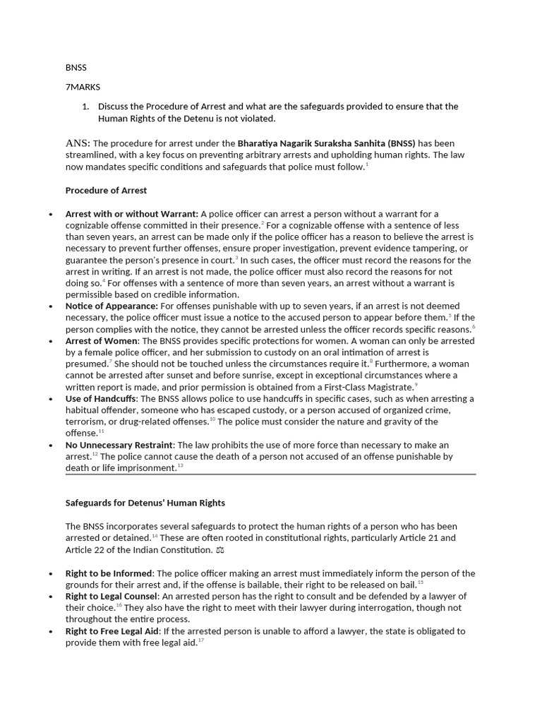 BNSS IA NOTES 2 | PDF | Arrest | Sentence (Law)