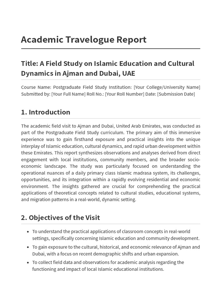 field_study_report | PDF | United Arab Emirates | Pedagogy