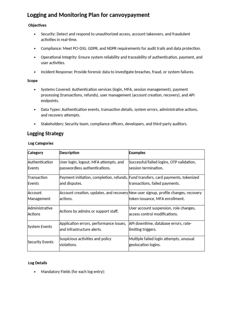 Logging and Monitoring Plan Overview | PDF | Security | Computer Security