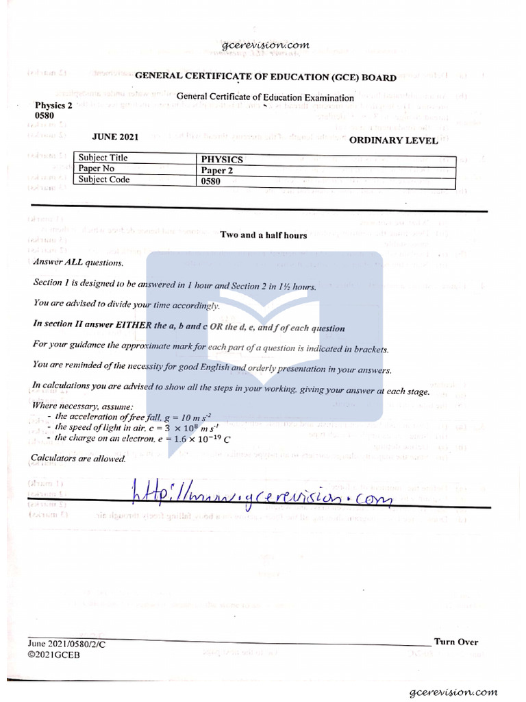 Ol Physics 2021 p2 | PDF
