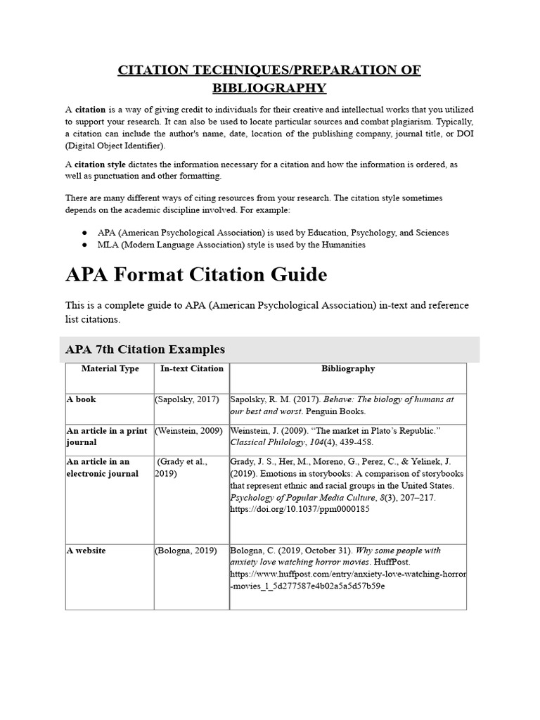 Citation Techniques_preparation of Bibliography | PDF | Citation