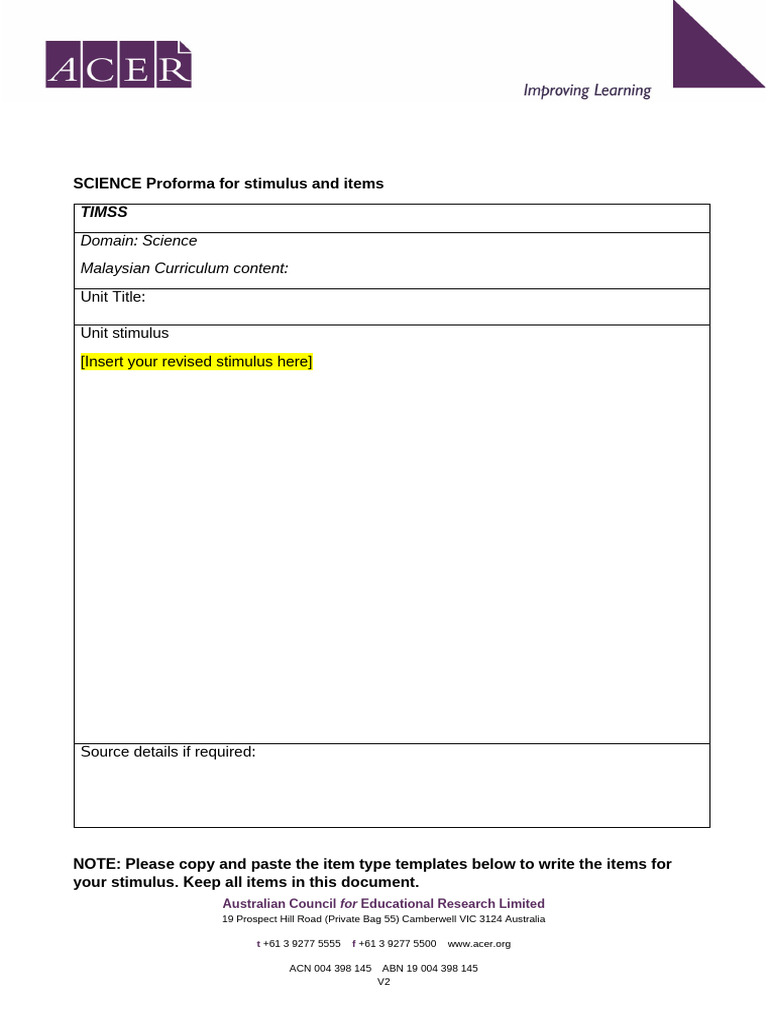 2025_Science Unit Writing Proforma_V^.0 | PDF | Cognition | Cognitive ...