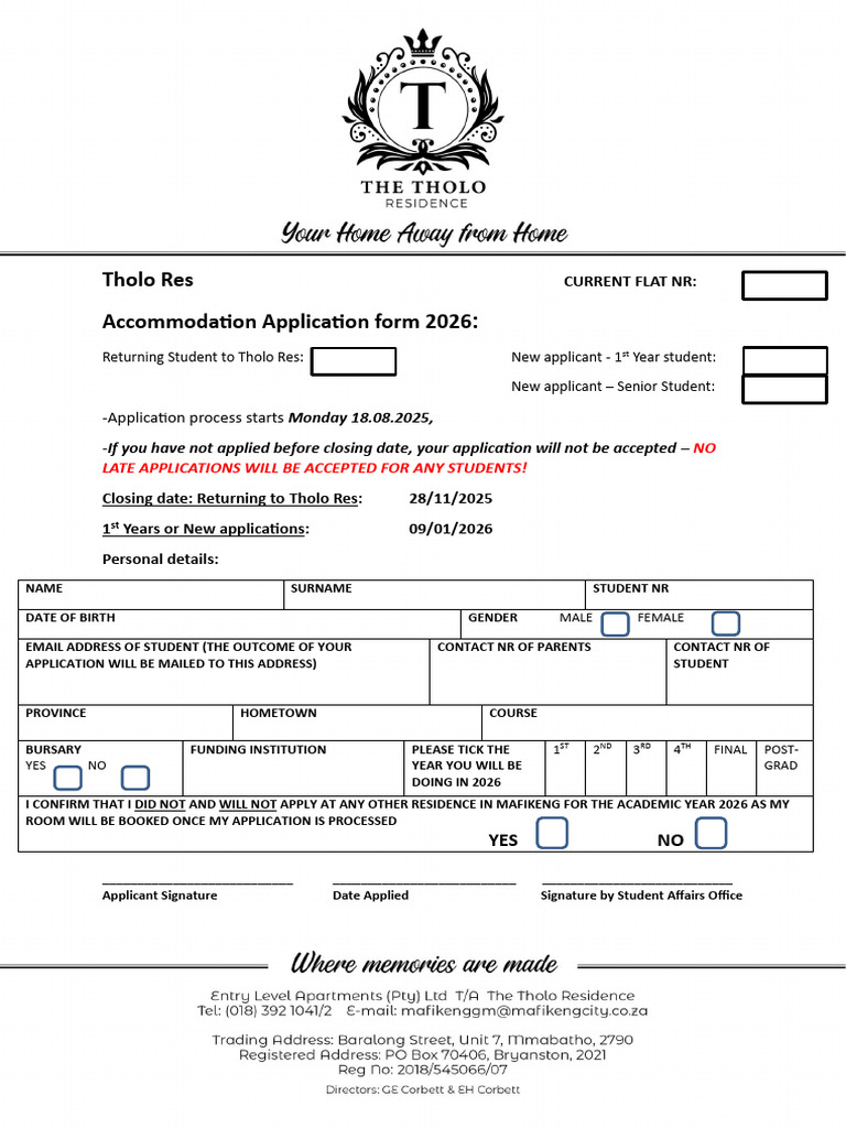 2026 THOLO RES APPLICATION | PDF