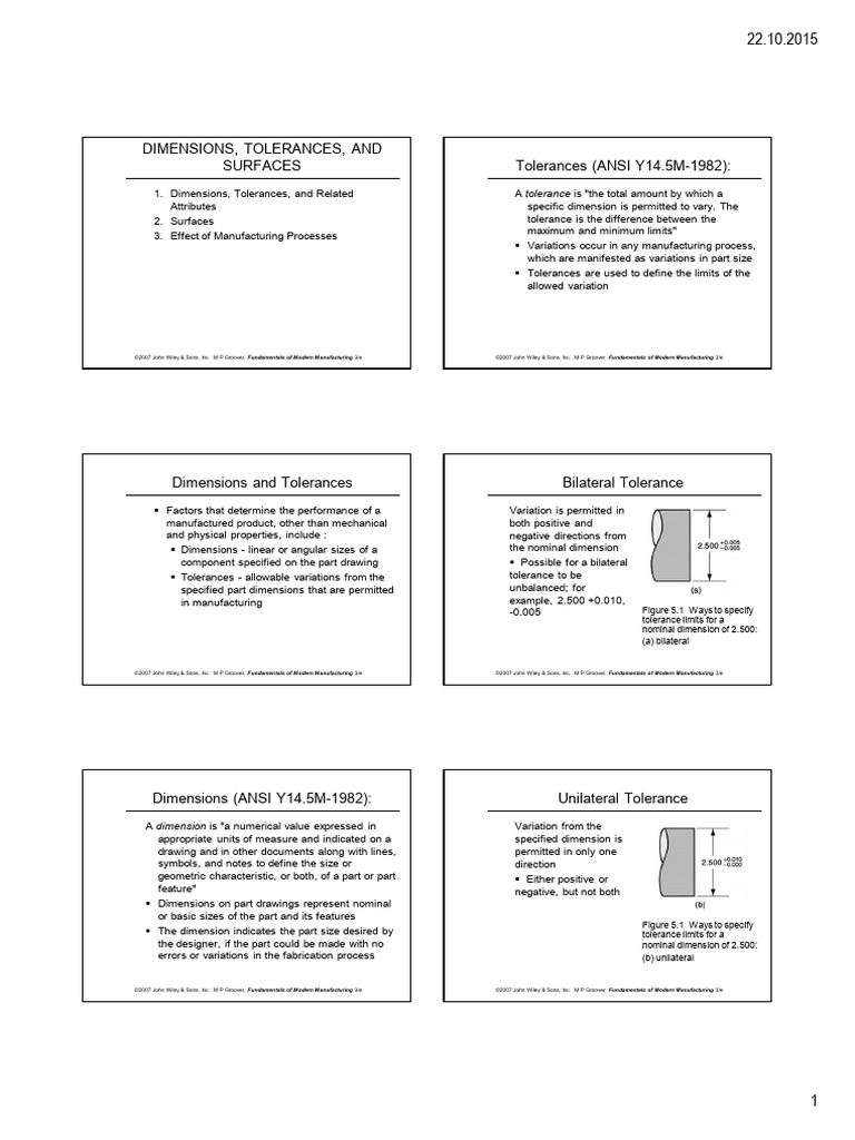 Dimensions and Tolerances in Manufacturing | PDF | Surface Roughness ...