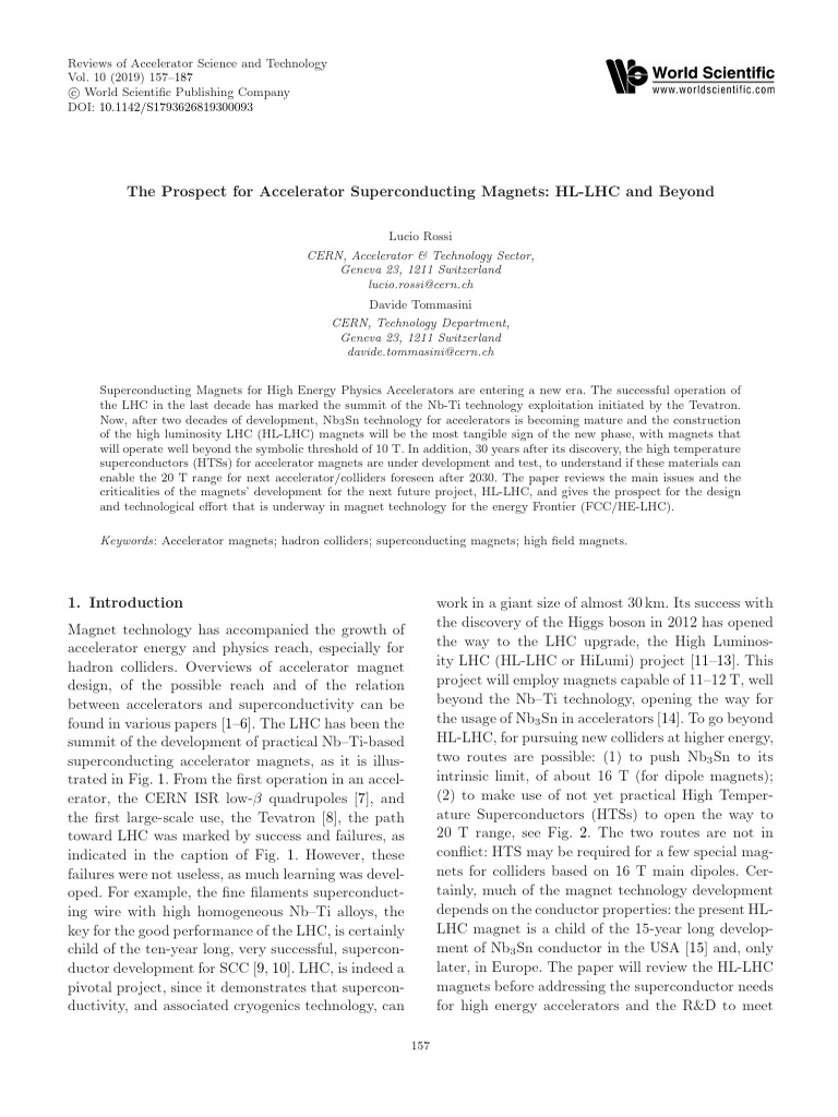 The Prospect for Accelerator Superconducting Magnets- HL-LHC and Beyond ...