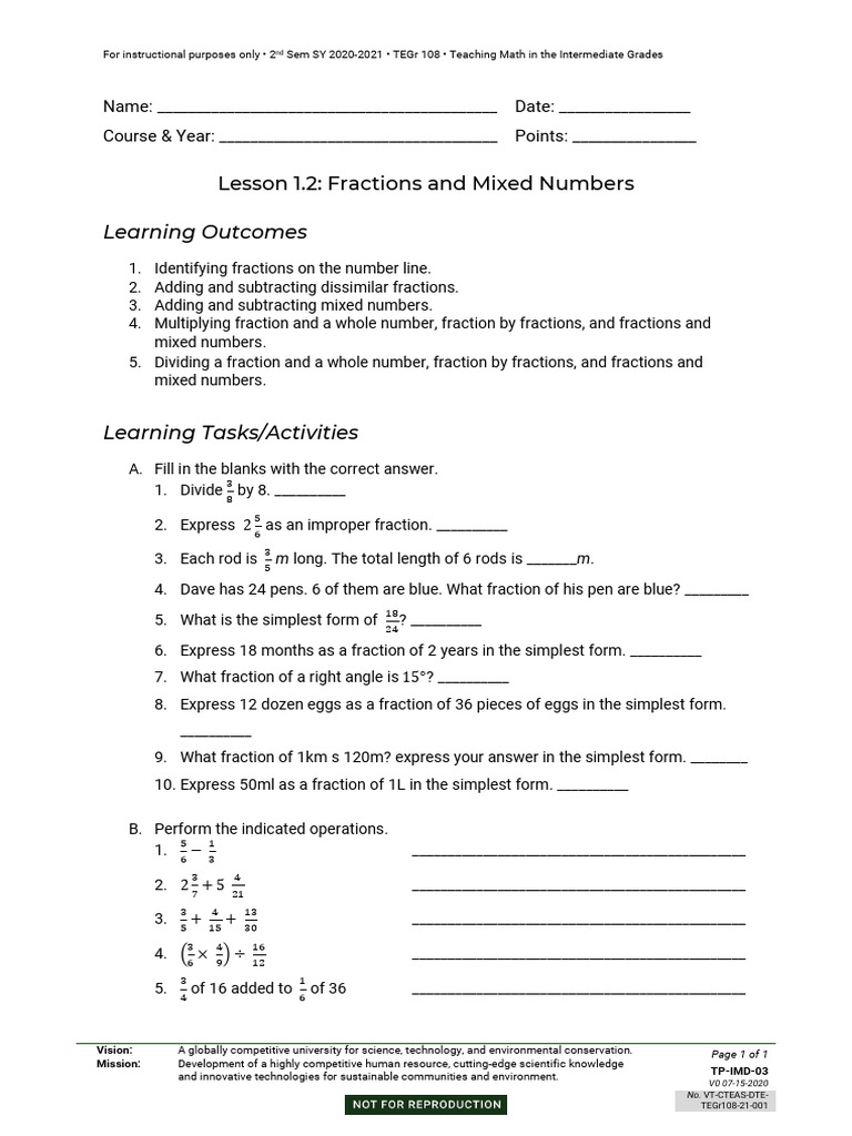 Lesson-1.2-Fractions-and-Mixed-Numbers | PDF | Chess | Chess Theory