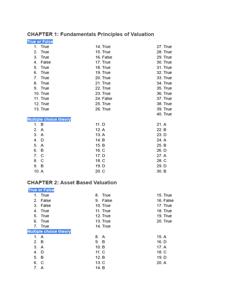 Valuation Principles and Techniques Guide | PDF | Economies