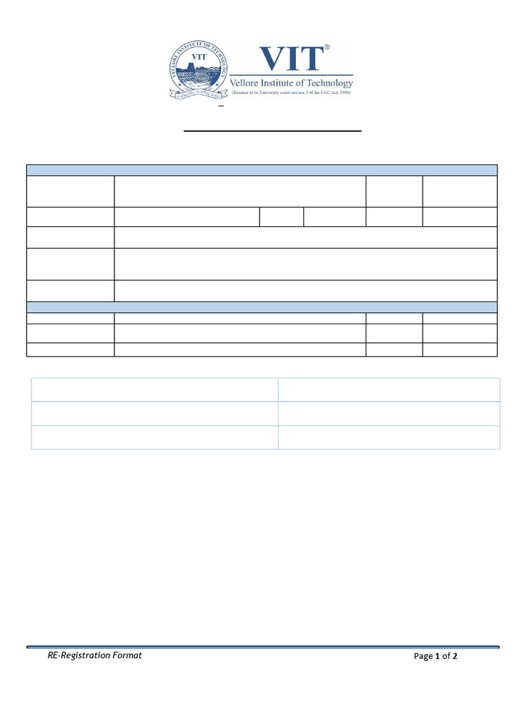 Re Registration Format | PDF | Doctor Of Philosophy | Higher Education