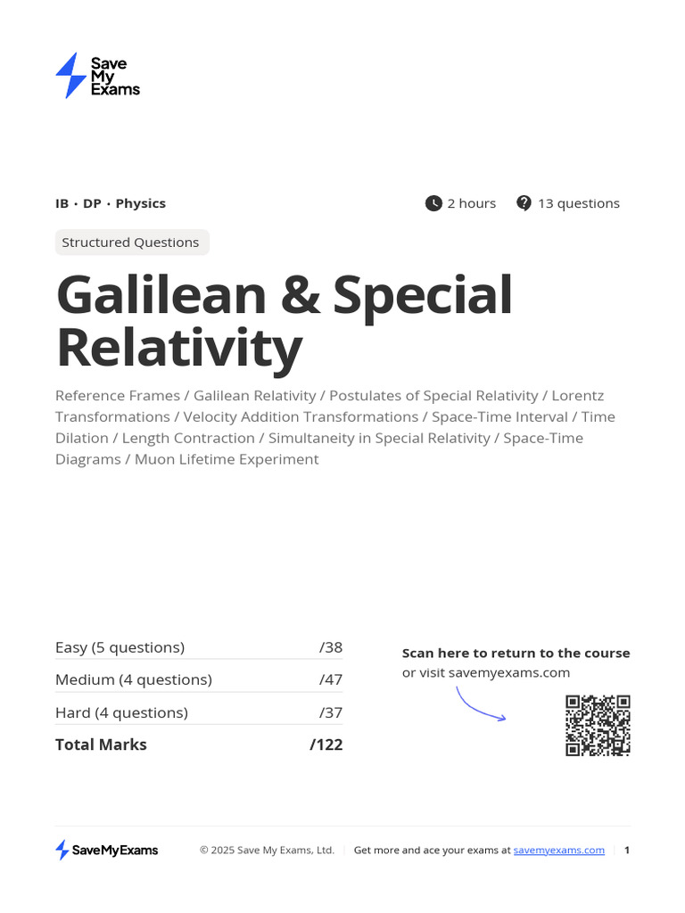 Galilean and Special Relativity Structured | PDF | Special Relativity ...