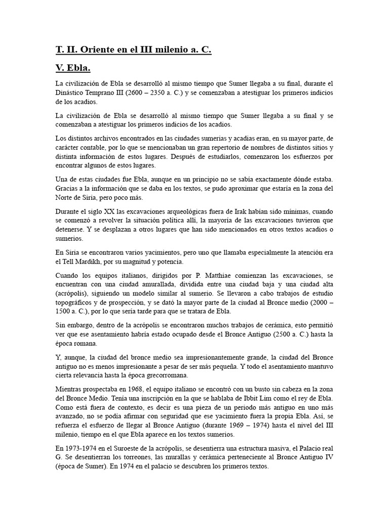 T. II. V. Ebla. | PDF | 3er milenio aC