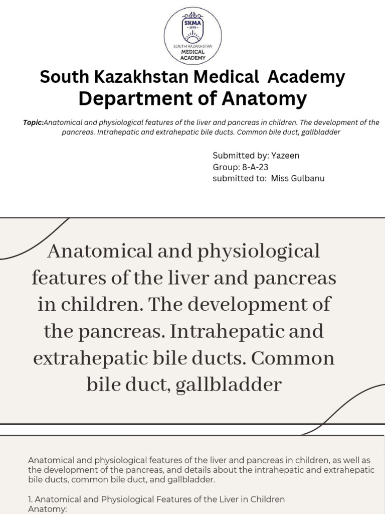 Liver and Pancreas Anatomy in Children | PDF | Pancreas | Liver