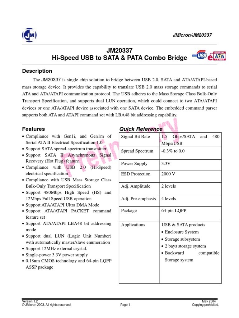 JM 20337 | PDF | Usb | Computer Data Storage