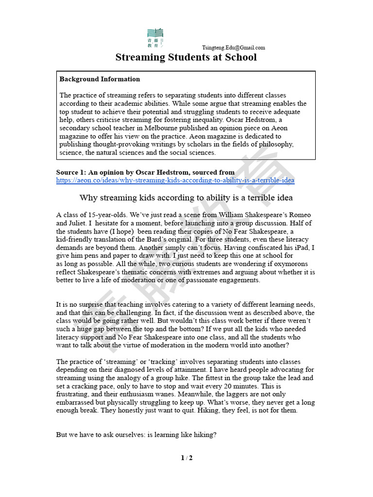 AA Streaming Students at School | PDF | Learning | Teachers
