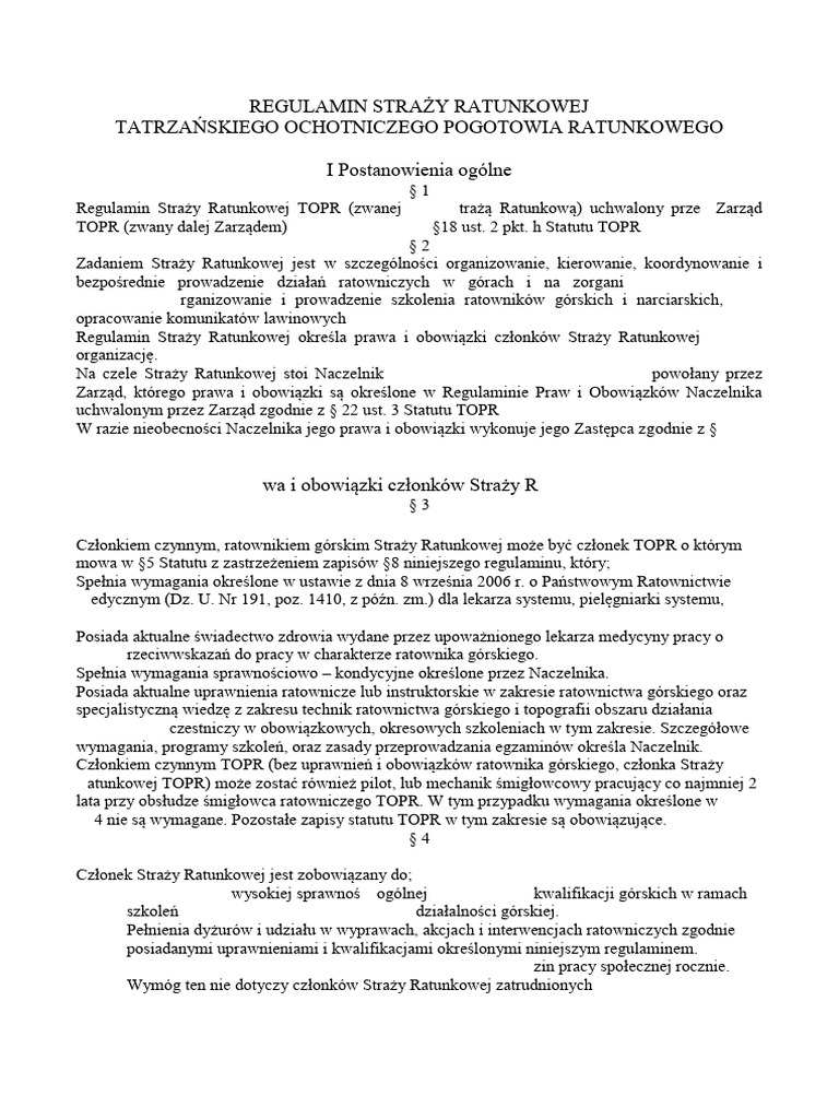 Regulamin Strazy Ratunkowej 2021 (1) | PDF