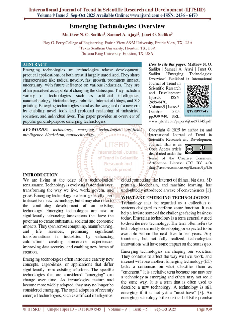 Overview of Emerging Technologies | PDF | Internet Of Things ...