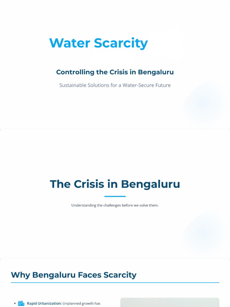 Water Scarcity in Bengaluru idtl project | PDF
