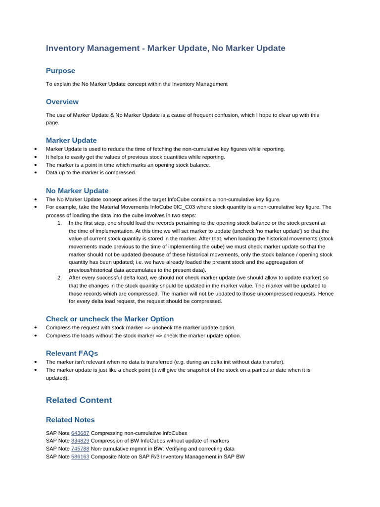 Inventory Management - Marker and No Marker Update Concept | PDF ...