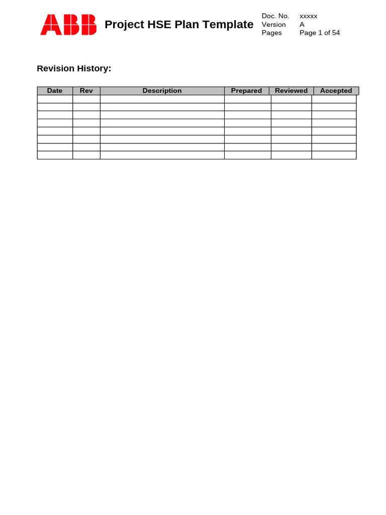 SA-S-002-07 Project HSE Plan Template (MS-RJG) 2020-03-23 - Large Project | PDF | Safety ...